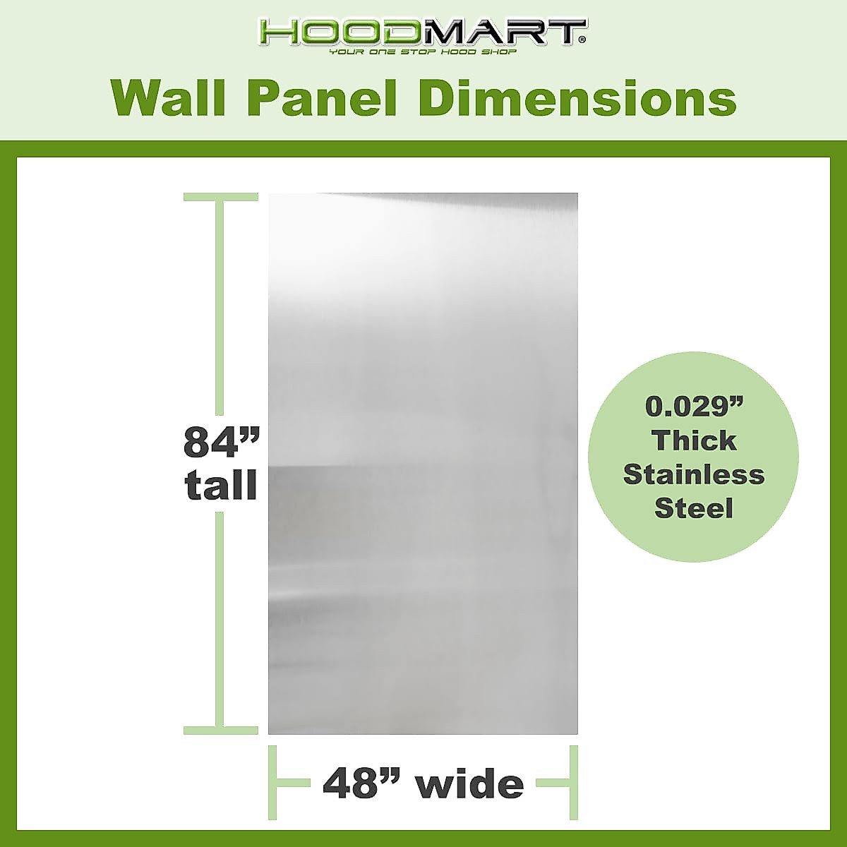 HOODMART 48” x 84” Metal Wall Panels, Set of 2 - High Quality Stainless Steel Sheet with Seam & End Caps, Back Splash Guard for Food Trucks, Restaurants, and Trailers