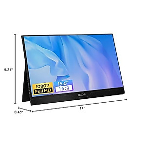 ZFTVNIE 15.6'' FHD 1920 * 1080P IPS Portable Monitor, Ultra-Slim Display with USB C, HDMI, Cover & Dual Speakers, External Monitor for Laptop PC Phone Xbox PS4