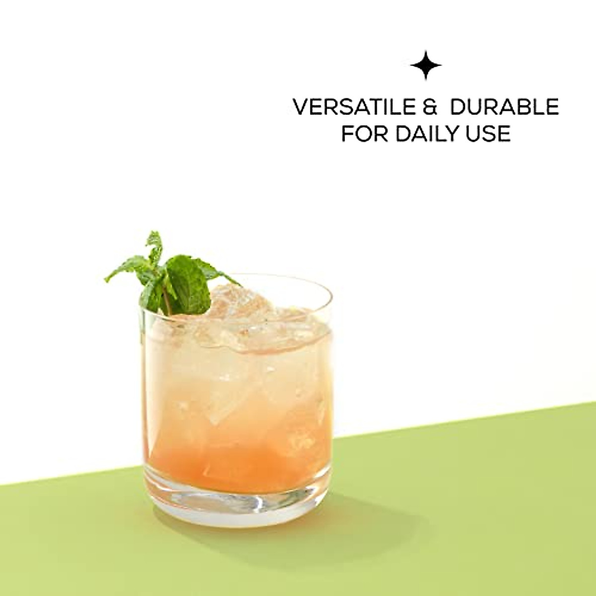 JoyJolt Faye Crystal Whiskey Glasses. Lowball Glasses Set of 6, 10oz Short Glass Tumbler - Double Old Fashioned Rocks Glass for Scotch or Bourbon Dishwasher Safe Glassware.