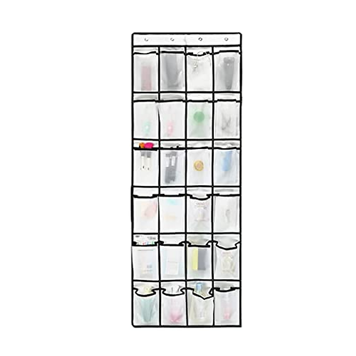 Shoe Organizer Hanging Over the Door, 24 Large Mesh Pockets behind Door Shoe Holder for Bedroom Closet with 4 Hooks (Grey)