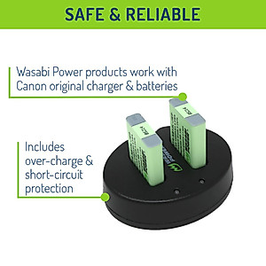 Wasabi Power Battery (2-Pack) Dual Charger for Canon NB-13L, PowerShot G1 X Mark III, G5 X, G5 X Mark II, G7 X, G7 X Mark II, G7 X Mark III, G9 X, G9 X Mark II, SX620 HS, SX720 HS, SX730 HS, SX740 HS