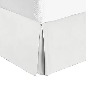 Rineni Split Corner Bed Skirt 16 Inch Drop Queen Size Egyptian Cotton Wrinkle and Fade Resistant Long Staple Premium 600 Thread Count White Solid