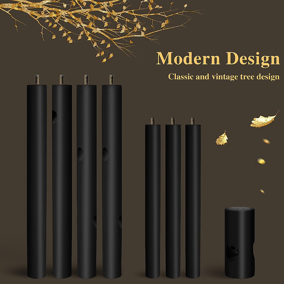 Z&L HOUSE Coat Racks Free Standing, Simple Solid Wooden Coat Tree, 8 Hooks and Adjustable Size Coat Hanger Stand, Used in the Office Bedroom Living Room to Hang Clothes, Hat, Bag Black