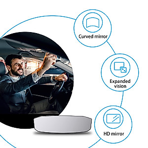 QODOLSI Large Panoramic Rear View Mirror, Universal Wide Angle, Interior Clip On for Car SUV Trucks (11.7In x 3.5In) Convex Curve 300mm