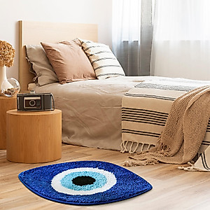 Tinideya 1 Pcs Decorative Fluffy Home Rug Blue Eye Shaggy Living Room Area Rugs 16 x 24 Inch Non Slip Area Rug for Bedroom, Machine Washable