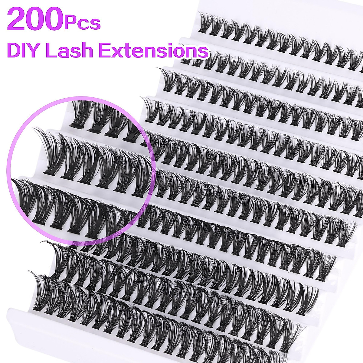 Lash Extension Kit Bond and Seal 200pcs DIY Lash Clusters Kit 8-16MM CD Curl Eyelash Extension Kit Wispy Individual Lashes Kit Eyelash Clusters by Ruairie