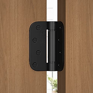 3Pack Black 4 Inch Self Closing Spring Door Hinge 5/8" Radius Corners Residential & Heavy-Duty Door Hardware Black Adjustable Door Hinges
