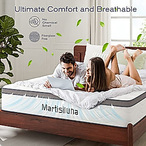 Martisiluna Full Mattress, 10.5 Inch Memory Foam Full Hybrid Mattress in a Box, with Antistatic Silver Fiber Fabric, Double Edge Support & Pressure Relief, CertiPUR-US Certified