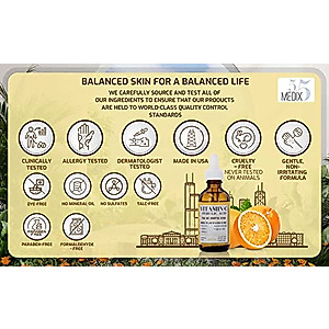 Medix Vitamin C Facial Serum Skin Care Booster For Age Spots, Wrinkles, & Fine Lines. Anti Aging Face Serum W/Glycolic Acid & Hyaluronic Acid Brightens Skin For Healthier Skin Complexion, 1.75 Fl Oz