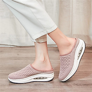 MLAGJSS Womens Sneakers Women’s Sneakers Fashion Lightweight Casual Walking Shoes Knit Mesh Slip On Sneakers