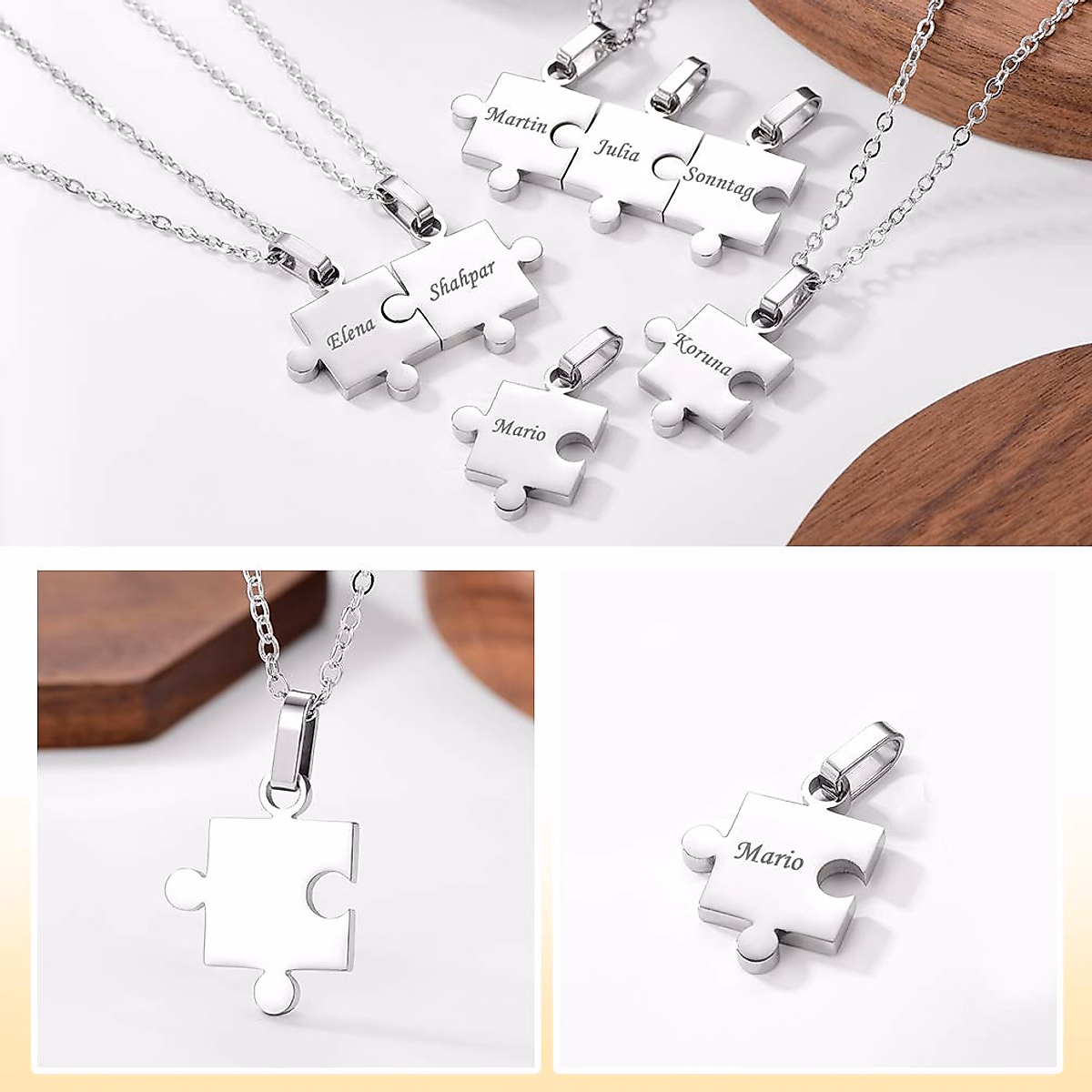 Custom BFF Necklace for 7 Personalized Puzzle Matching Best Friend Friendship Family Necklaces Memory Jewelry Gifts for Sister Women