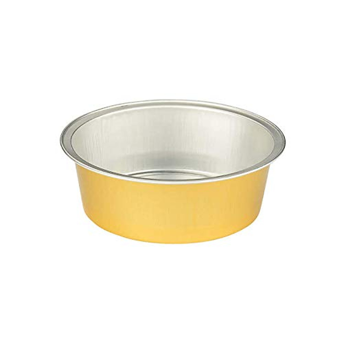 KitchenDance Disposable Colored Aluminum Foil Baking Pan with Lid - 5 Ounces Heavy Duty Baking Cups Perfect for Desserts, Creme Brulee, Flan, Mini Cakes - Pack of 100#A41 (Gold, Flat Lids)