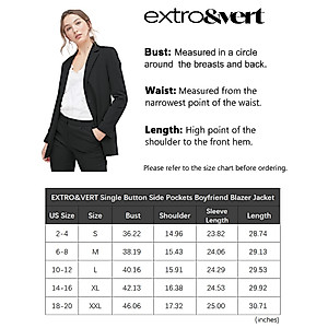 EXTRO&VERT Boyfriend Blazer Jackets for Women Single Button Side Pockets Suit Jacket for Casual Business Hot Pink