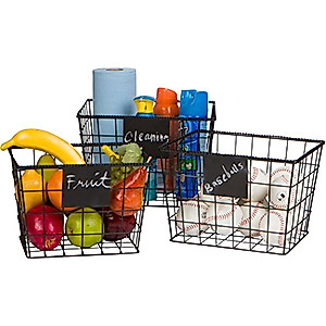 Trademark Innovations Wire Garden Home Décor Baskets with Chalkboard - Set of 3