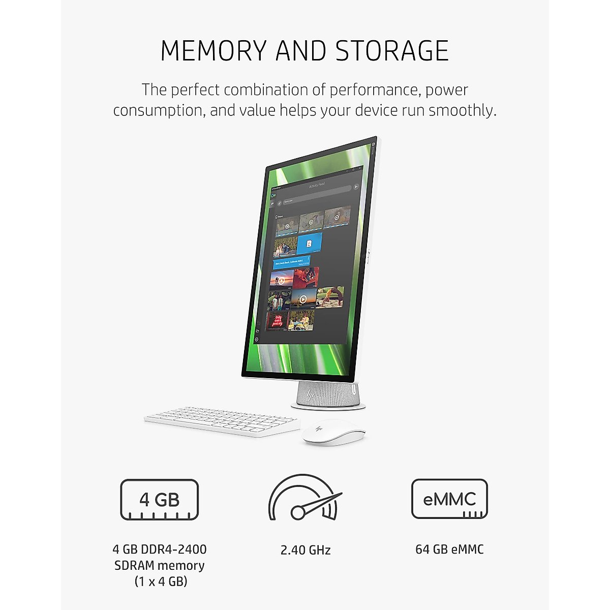 HP Chromebase 21.5" All-in-One Desktop, Intel Pentium Gold 6405U Processor, 4 GB RAM, 64 GB Storage, Rotating Full HD IPS Touchscreen, Chrome OS, Bluetooth Keyboard and Mouse Combo (22-aa0012, 2021)