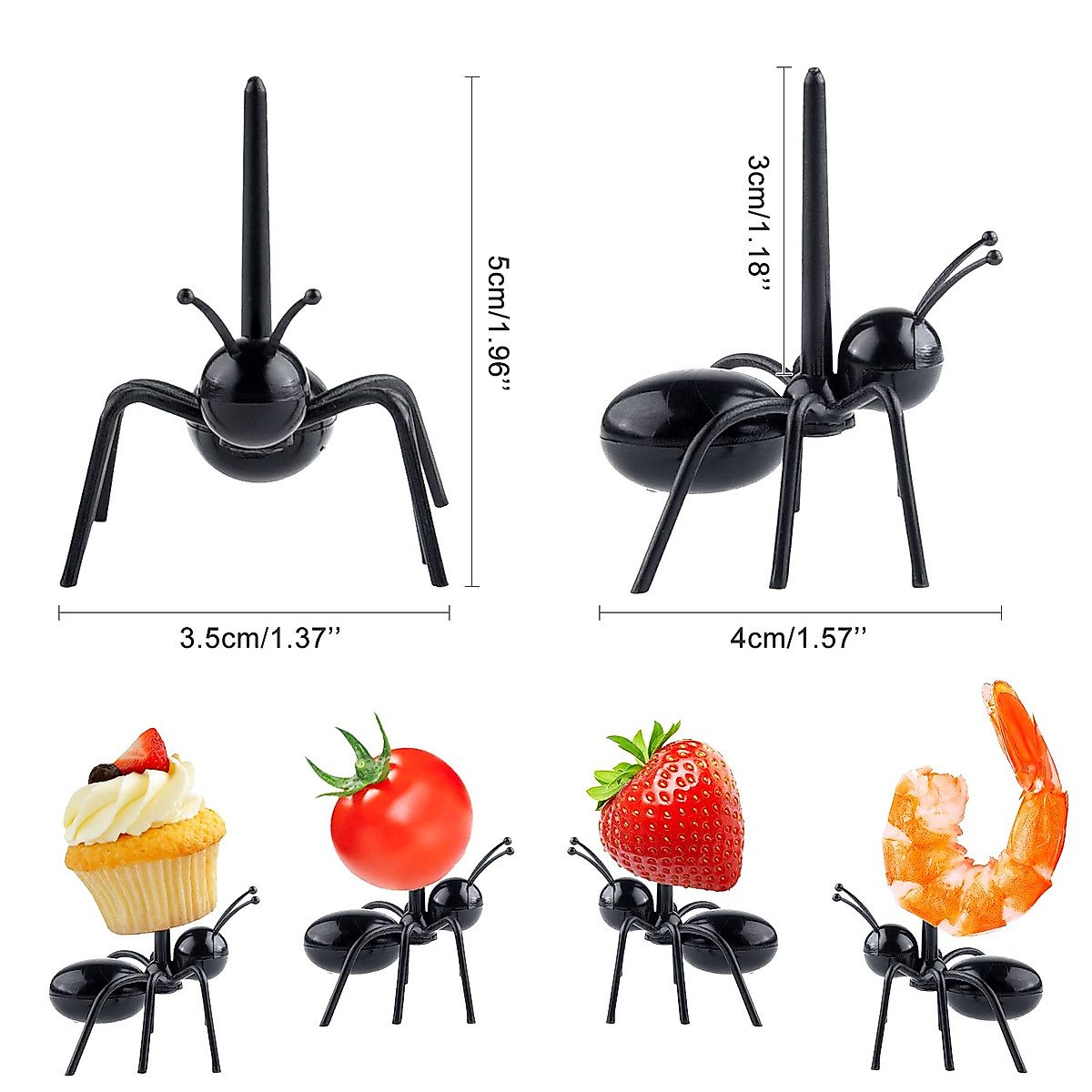 ASTARON 36 Pcs Ant Food Picks for Bug Themed Birthday Party Halloween Party Decorations Supplies Fruit Dessert Forks Reusable Ant Food Pick Appetizer Forks for Snack Cake Dessert