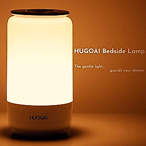 LED Lamps for Bedroom, HUGOAI Bedside Lamp, Tunable Warm to Cool White Lights, Dimmable Brightness and RGB Color Changing LED Table Lamps, Night Light Mode, White