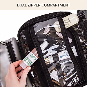 Jadyn Hanging Toiletry Bag, Expandable Toiletry Organizer for Women, Water Resistant Large Travel Cosmetic Bag for Full Size Makeup, Toiletries, Lotion, Shampoo, Accessories (Navy Floral)