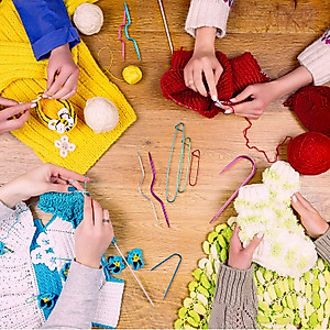 9 Pieces Cable Stitch Holders, Mixed Color Aluminum Cable Needles Stitch Holders, Safety Pin Brooch Weaving Needle Sweater Knitting Tool, Bent Tapestry Needles for Yarn Sewing Knitting