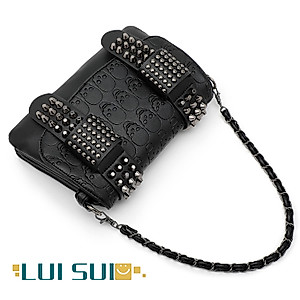 LUI SUI Women Gothic Skull Cross body Purse Bags Skull Rivet Shoulder Bag Purse