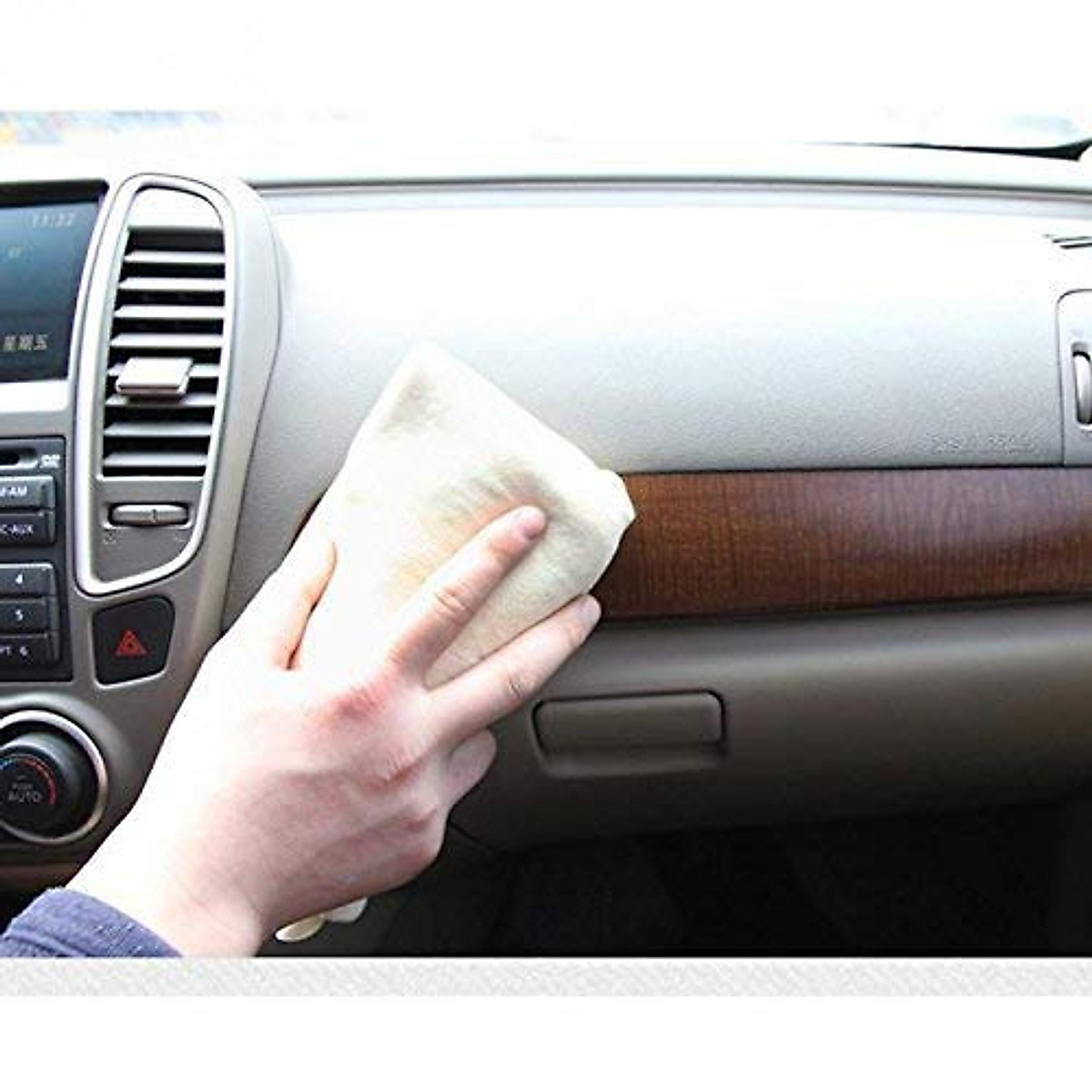 Trainshow Cleaning Chamois Shammy for Car, Natural Deerskin Leather Drying Cleaning Towel for Auto and Precision Instrument12.6''X20'' (2-Pack)