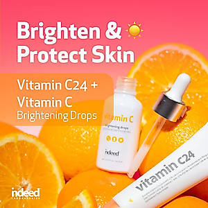 INDEED LABS Vitamin C Brightening Drops, Vitamin C &Hyaluronic Acid Facial Serum, Anti Aging Serum Reduces Fine lines, Wrinkles, Hyperpigmentation & Improve Skin’s Barrier & Elasticity