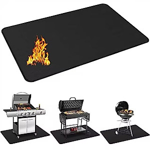 Protebox 48 x 30 inch Under Grill Mats for Outdoor Grill, Double-Sided Fireproof Deck and Patio Protector Mat, BBQ Mat for Under BBQ, Waterproof Oil-Proof Grill Floor Pads Fire Pit Mat Fireplace Mat