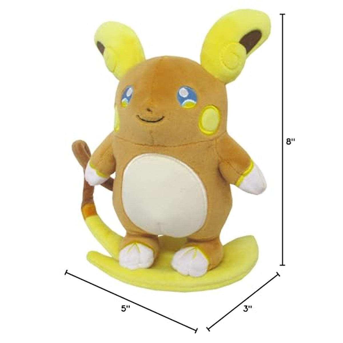 Sanei PP60 Alolan Raichu Pokemon All Star Collection Stuffed Plush, 8"