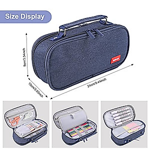 Large Capacity Pencil Case, 3 Compartment Pencil Bag Stationery Pouch, Handheld Cosmetic Bag, Storage Pouch for School Office Trip Teens Adults Girl Boy Men Women Gift