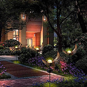 Luxiya Landscape Path Lights Solar Yard Lights Outdoor Decorative Moon Light Garden Solar Light