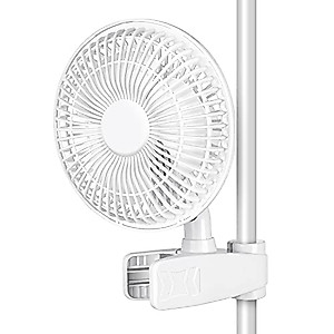 HealSmart Tent Poles Clip Fan, Monkey Fan, Manually Adjustable 90° Angles, 15W, 2-Speeds Control, 53 inch Cord Length, White (GLFANXCLIP6)