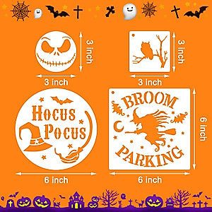 48 PCS Halloween Stencils Reusable, Ghost Bat Witch Spider Pumpkin Stencils for Painting on Wood DIY Crafts Ornaments Wood Slice Halloween Decoration