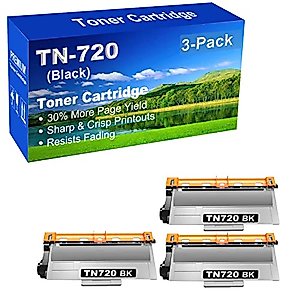 3-Pack Compatible High Capacity TN720 Toner Cartridge use for Brother DCP-8110DN DCP-8150DN DCP-8155DN Printer (Black)