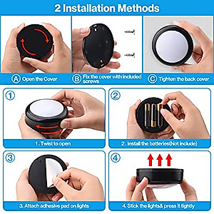 Cadrim Puck Lights, 6 Pack 13 Colors Changeable LED Puck lightings Battery Powered Dimmable Under Cabinet Lights, Battery Powered Under Counter Lights with 2 Wireless Remote Controls, Black