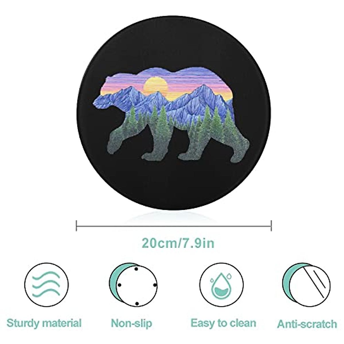 Sunset Bear Cutting Board Tempered Glass Chopping Board for Kitchen Hotel