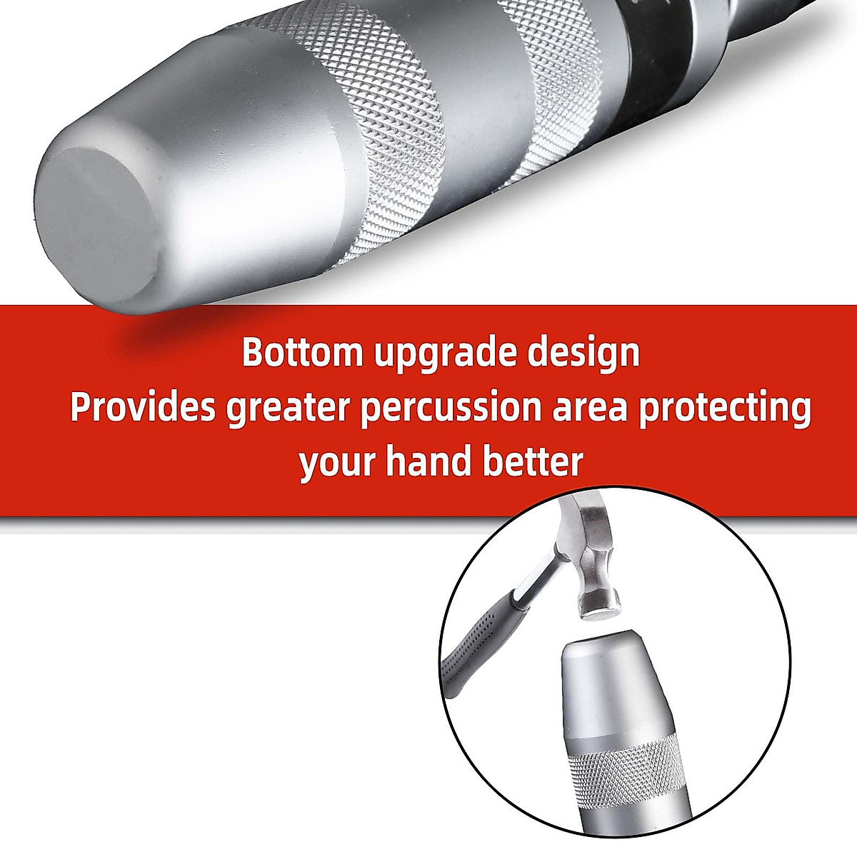 ZKH 1/2" CR-V Hand Impact Screwdriver, Manual Reversible Impact Driver Includes 12-Piece Slotted, Phillips, Hexagonal Bit Set, Disengage Rusted Fasteners or Frozen Bolts, Ideal Hand Tool for Men, Dad