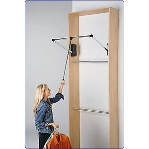Wardrobe Lift - Chrome-plated and Black - Medium 26 X 35-1/16, 26 Lb Cap. by Hafele