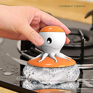Automatic Pressurised Liquid Pot Scrubbing Brush Dishwasher Brush Non Stick Steel Ball Dishwashing Brush Dish Compatible with Machine