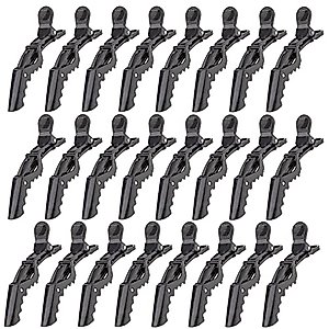 ACO-UINT 24 Pcs Black Professional Alligator Hair Clips for Hair Salon, Hair Styling Clips for Women