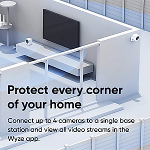 WYZE Cam Outdoor Starter Bundle (Includes Base Station and 1 Camera), 1080p HD Indoor/Outdoor Wire-Free Smart Home Camera with Night Vision, 2-Way Audio, Compatible with Alexa, White (Renewed)