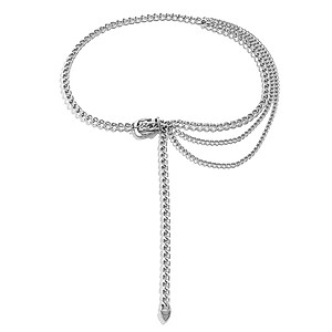 Jumwrit Multi Layer Waist Chain Love Heart Pendant Belly Chain Sexy Long Tassel Body Chain Rave Metal Link Belt Dainty Adjustable Chain Belt Fashion Body Accessories Jewelry for Women Girls (Silver)