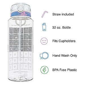 BellyBottle Pregnancy Water Bottle Tracker (BPA-Free) Pregnancy Must Haves First Trimester - Pregnancy Gifts for Women - Pregnancy Essentials for Nausea Relief (includes Weekly Stickers + Straw) CLEAR