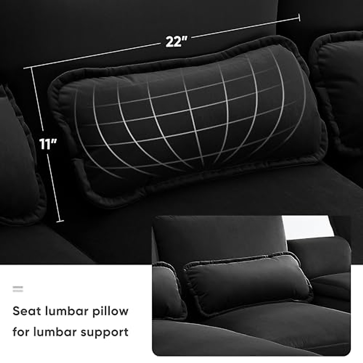 Acosure 123" L Modern U-Shaped Sofa with Double Cushions & 4 Waist Pillows,6-seat Upholstered Symmetrical Sleeper Couch Set W/Chaise & Console,Cupholders & USB Ports,for Living Room,Apartment,Black