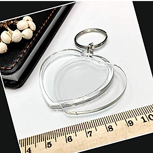 25PCS Heart-Shaped Acrylic Blank Passport Photo Image Inserts Split Keychain Keyrings Wallet Friendly Picture Frame Key Ring Key Holder