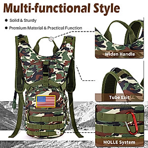 Gelindo Military Tactical Hydration Backpack with 2L Water Bladder Light Weight, MOLLE Tactical Assault Pack for Hiking Biking Running Walking Climbing Outdoor Travel