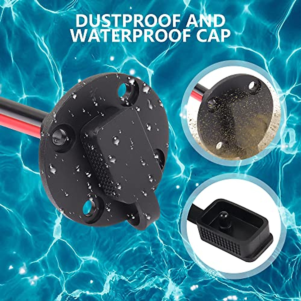 CERRXIAN 0.3m 10awg SAE Mount Panel Solar Socket Sidewall Port Cable & 0.3m 10awg SAE 2 PIN Connector Extension Cable with O Ring(2-Pack)(1a-2a)