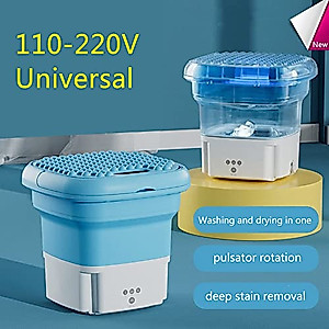 Portable Washing Machine Mini Foldable Washer with Spin Dryer Bucket for Baby Clothes,Underwear,Socks,Towels Perfect for Travel,Apartment,Lightweight & Easy to Carry (Blue), S43L18CGNE9F019EUHK