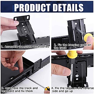 Underdesk Keyboard/Mouse Tray, Under Desk Tray Slide Out, Made of Metal Steel, Reserve Pen Tray, Steel Keyboard Tray Can Rotate 360°, Ordinary Model/Mold Beam Model