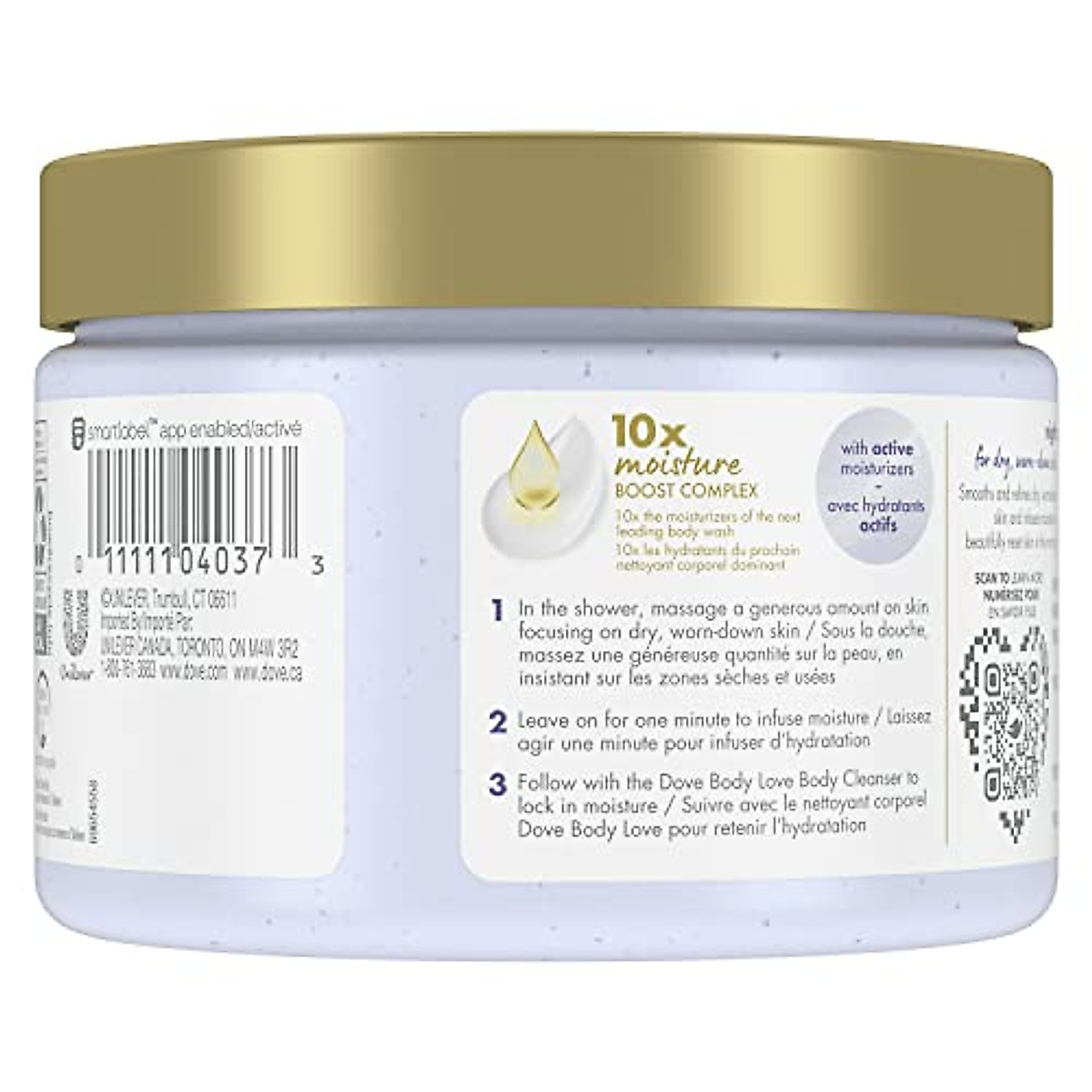 Dove Body Love Body Polish Night Recovery 3 Count for Dry, Worn-Down Skin, Body Scrub with Retinol and Botanical Oils for Silky, Smooth Skin 12 oz