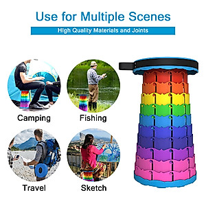 LB 2024 Upgraded Portable Collapsible Retractable Folding Stool, Lightweight Telescoping Foldable Camping Stool for Adults for Outdoor Fishing Hiking Gardening Travel BBQ, Hunting, Indoor Activities